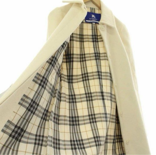 Burberry Blue Label Wool Angora Coat Check White 38 | eBay