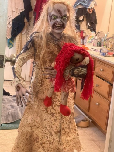 Scary little girl zombie prop retired static Halloween prop | eBay