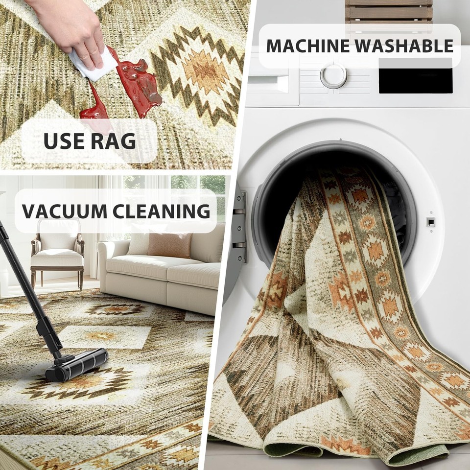 BESTSWEETIE 6x9 Area Rug Machine Washable Non-Slip Low Pile Print ...