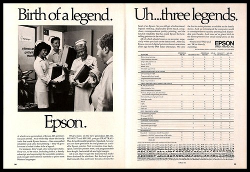 1982 Epson MX-80 Printers PRINT AD Retro Computers PC Graphics Hospital ...