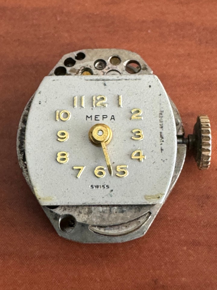 VINTAGE 18.28MM X 15.15MM MEPA WATCH CO. WRIST WATCH MOVEMENT, NOT ...