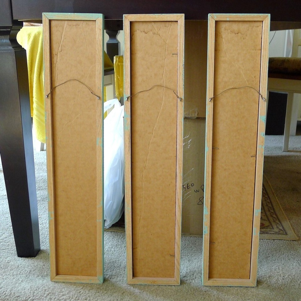 Vintage 3 Mirror Set Shabby Chic Jade Green Long Narrow 25-1/4x5-1/4 ...