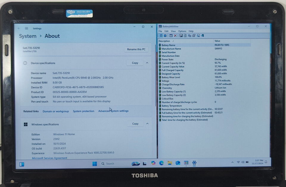 Toshiba Satellite L735-S3210 Pentium B940 8GB RAM 256GB SSD 13.3 ...