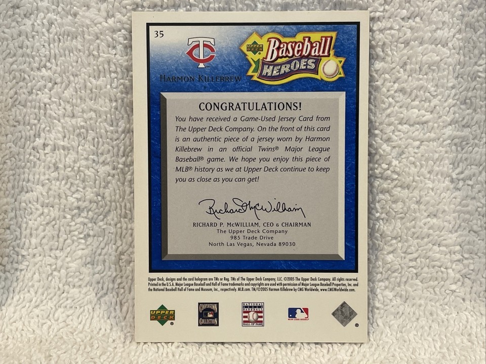 RARE 2005 Upper Deck Baseball Heroes #35 Harmon Killebrew GUJ Card/99 ...