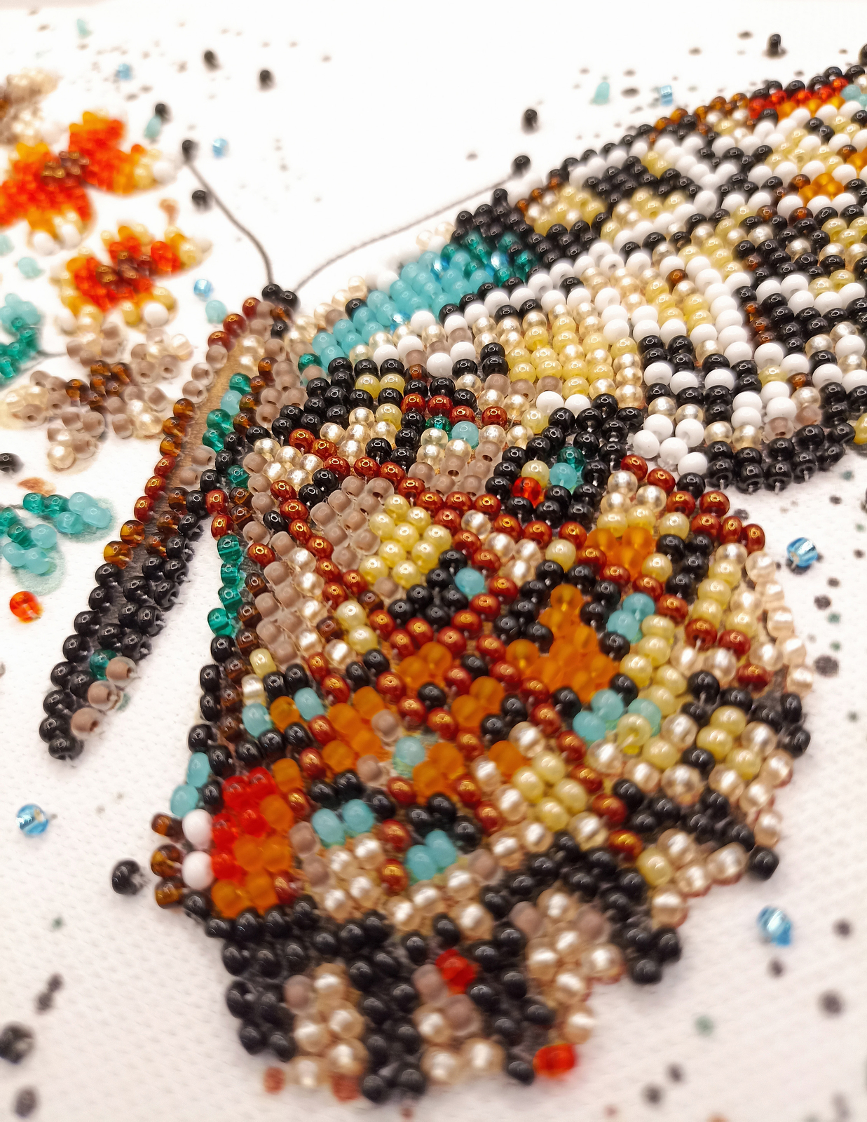 DIY Bead Embroidery Kit Tiger Wings Beaded stitching needlepoint ...