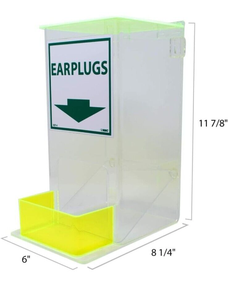 Ear Plug Dispenser, Acrylic w/ hinged lid, wall or table mount 13"H x 6 ...