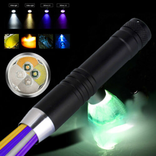 365/395nm White Yellow UV Light Flashlight for Jade Jewelry Gem Amber ...