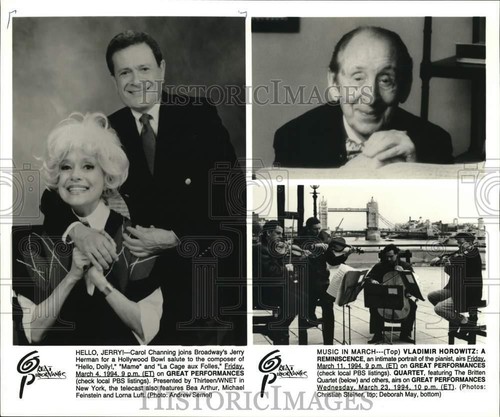 1994 Press Photo Carol Channing, Jerry Herman & Vladimir Horowitz on ...