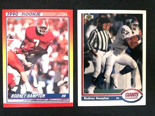 NFL - Rodney Hampton 1990 Score Rookie Card & 1991 Upper Deck - 2 Card ...