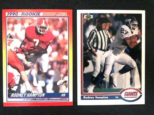 NFL - Rodney Hampton 1990 Score Rookie Card & 1991 Upper Deck - 2 Card ...