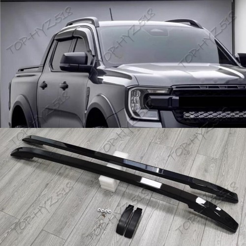 For Ford Ranger 2024-2026 Black Aluminium Roof Rack Side Rails Luggage ...