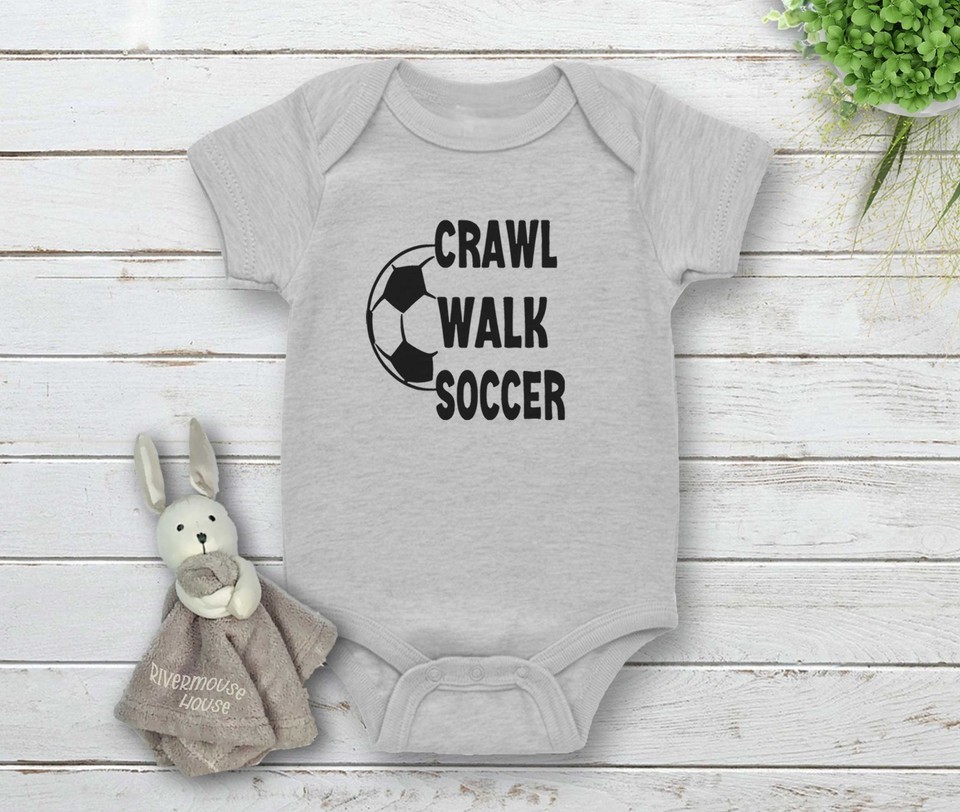 Crawl Walk Soccer Baby Bodysuit, Aussie Sports Custom Print Romper ...