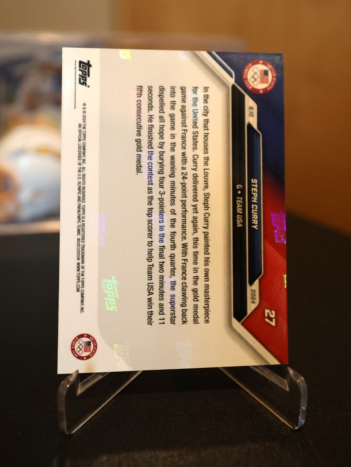 2024 TOPPS NOW OLYMPICS #27 STEPH CURRY - LOCKS UP GOLD MEDAL - NIGHT ...