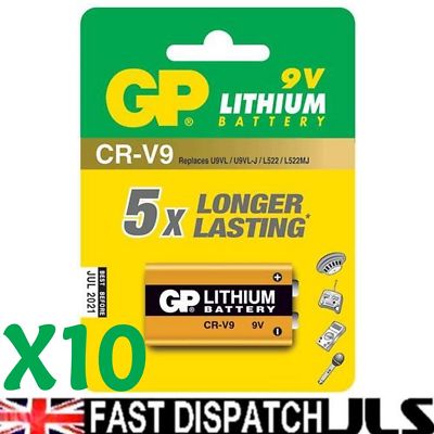 10 x LITHIUM 9V Batteries GP CR-V9 U9VL U9VL-J L522 PP3 | eBay
