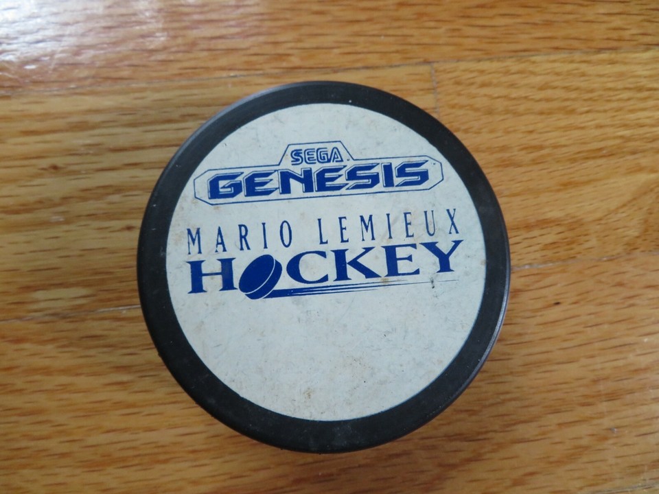 Vintage MARIO LEMIEUX #66 PITTSBURGH PENQUINS Sega GENESIS Hockey Puck ...