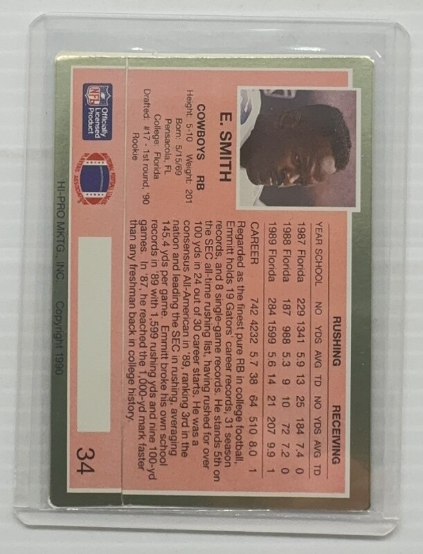 1990 Action Packed Emmitt Smith Rookie Card RC #34 Dallas Cowboys | eBay