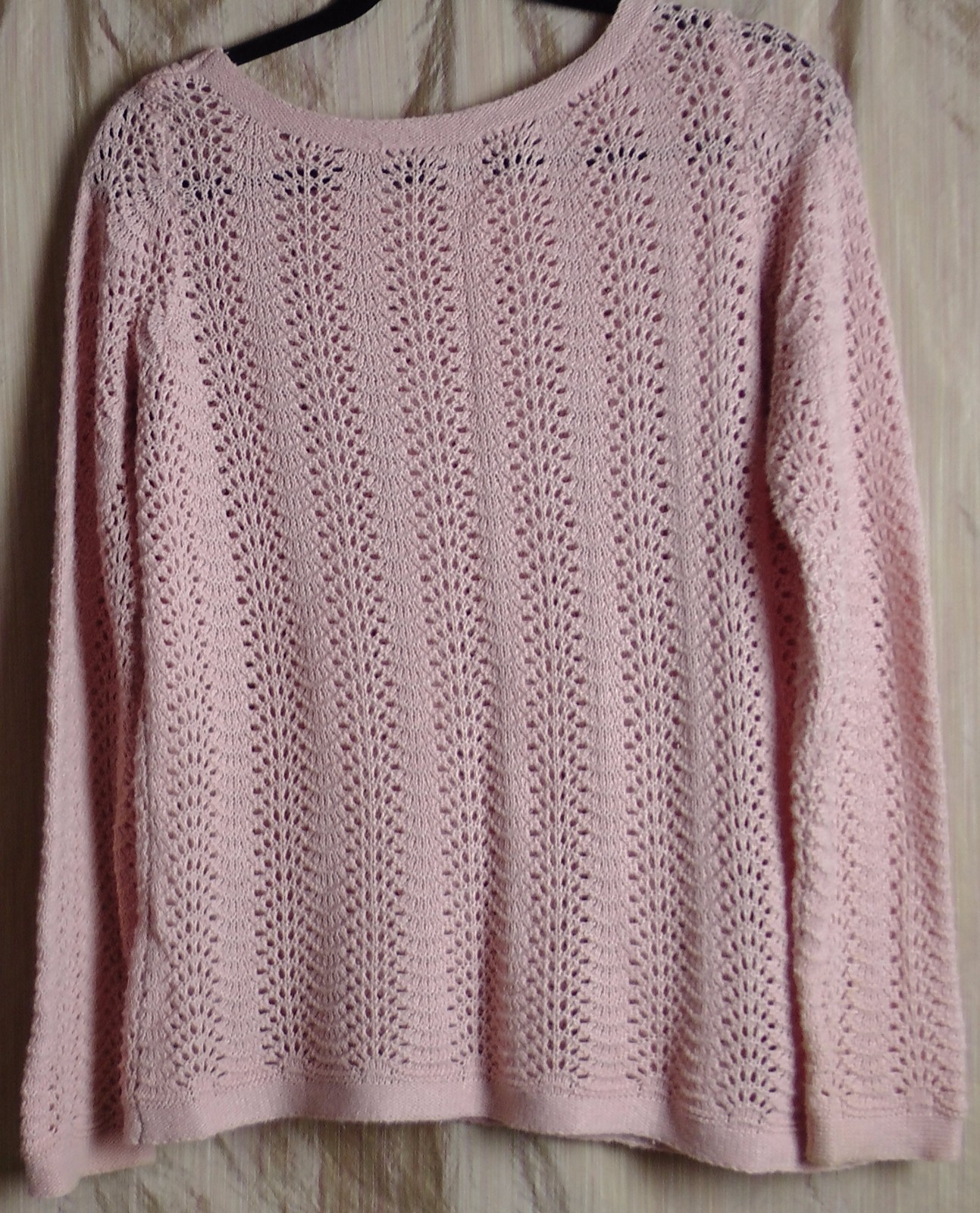 Sweater, Light Pink Sz M/L, long sleeve, open knit | eBay