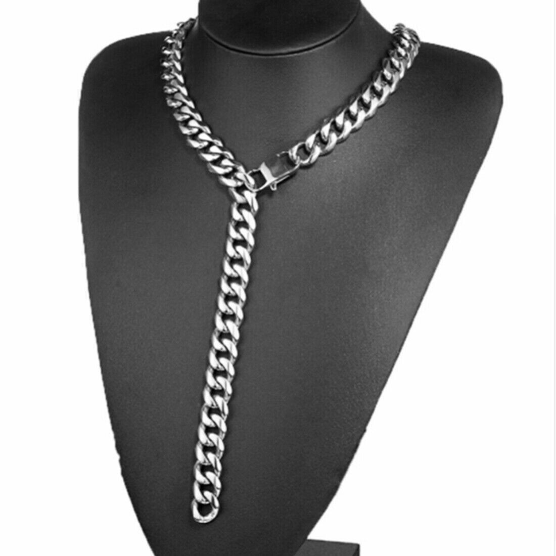 Men's Choker Tail Hip Hop Rapper Stainless Steel Silver Cuban Chain ...
