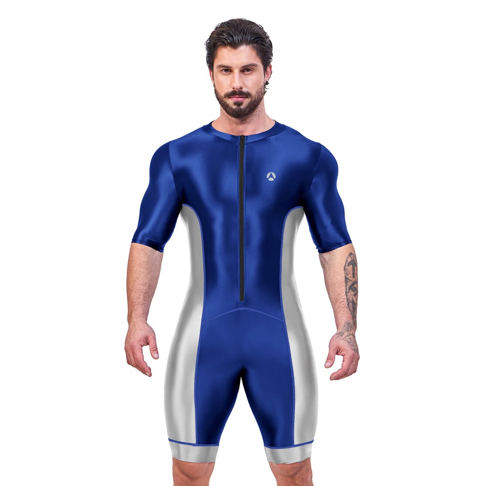 AMORESY Men Shiny Glossy Tracksuits Jumpsuits Bodysuit Romper Overalls ...