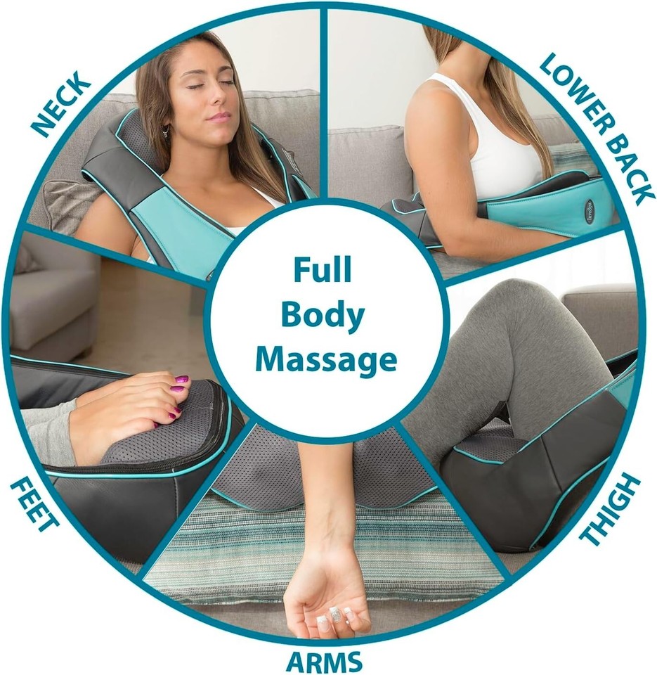 InvoSpa Shiatsu Neck and Back Massager with Heat - Deep Kneading Pillow ...