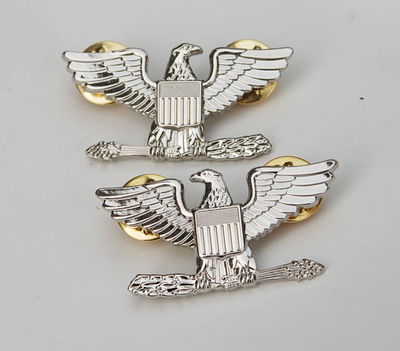 Pair WW2 WWII US Army Colonel Eagle War Bird Device Pin Badge Insignia ...