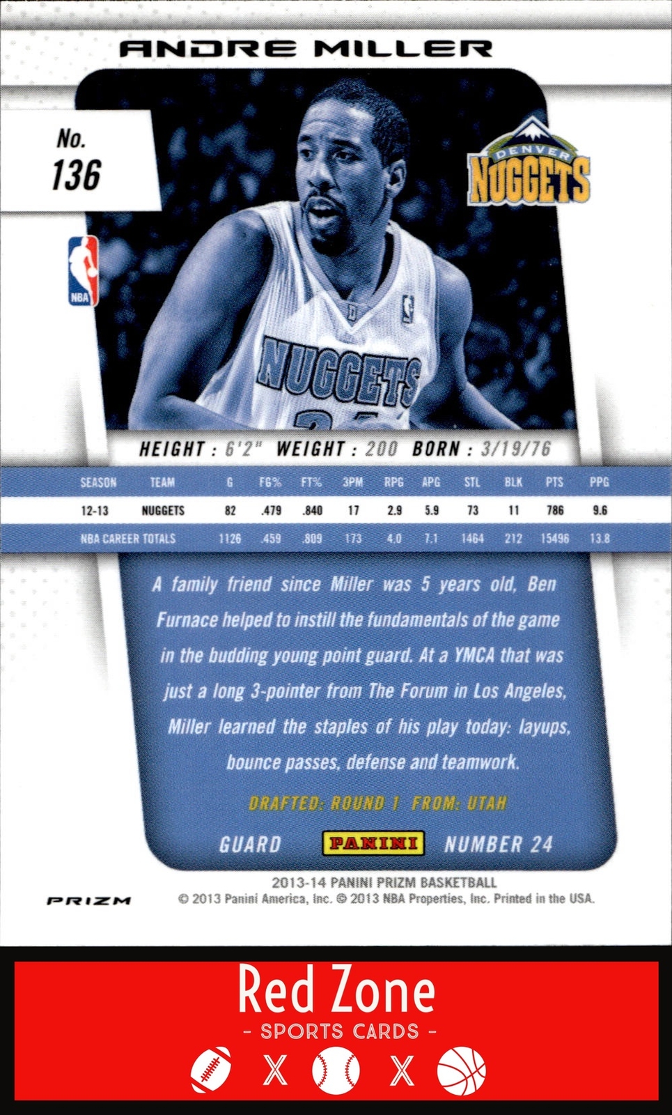 2013-14 Panini Prizm - Andre Miller #136 Red White & Blue Mosaic Prizm ...