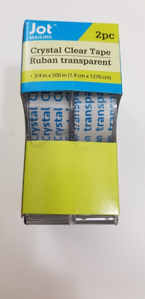 New 2 pack JOT CRYSTAL CLEAR TAPE 3/4 in x 500 in Ruban transparent (3 ...