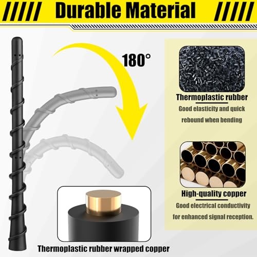 Black Spiral Bending Antenna, Waterproof Car Rubber Antennas, 7 Inch ...
