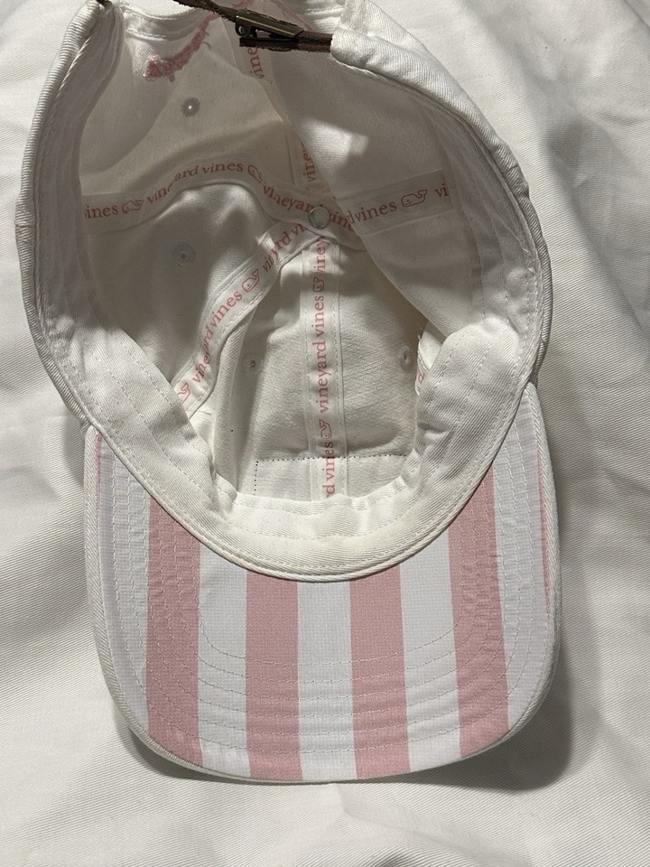 Vineyard Vines Women’s Hat One Size Palm Beach Logo, White/Pink Striped ...