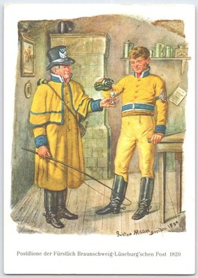 Vintage Postillion Uniforms Braunschweig-Lüneburg Postcard by Gustav ...