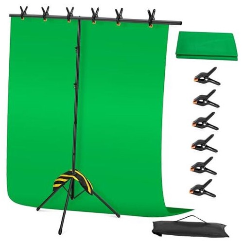 Green Screen Backdrop Kit 6.5X5ft,Portable greenscreen Background with ...