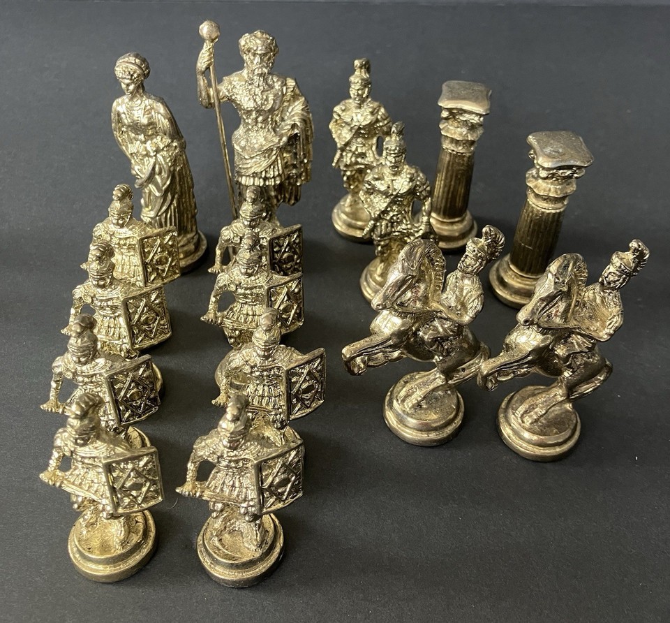 (Without Board) Historical Handmade Rome Figures Metal Chess Pieces Big ...