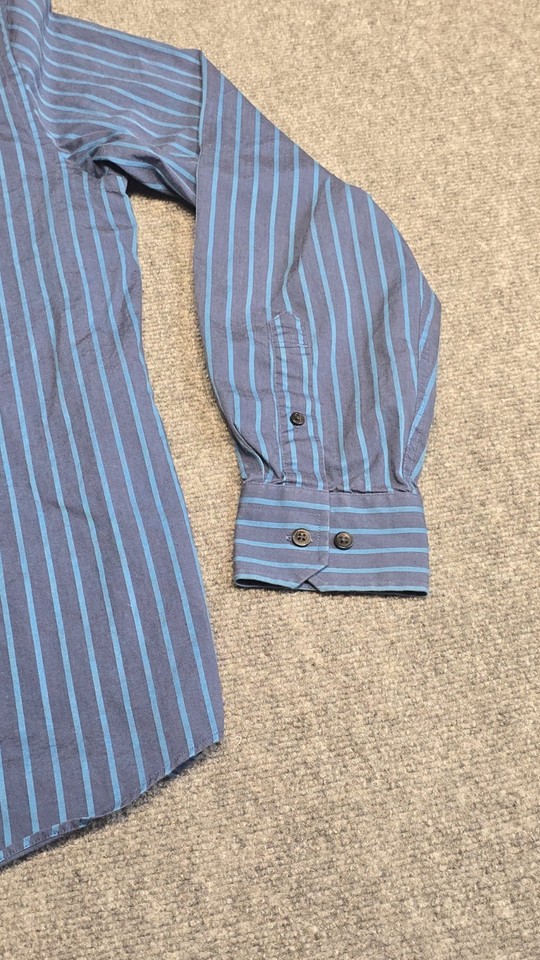 IMX Express Long Sleeve Mens Dress Shirt M 15 15 1/2 Blue Striped | eBay