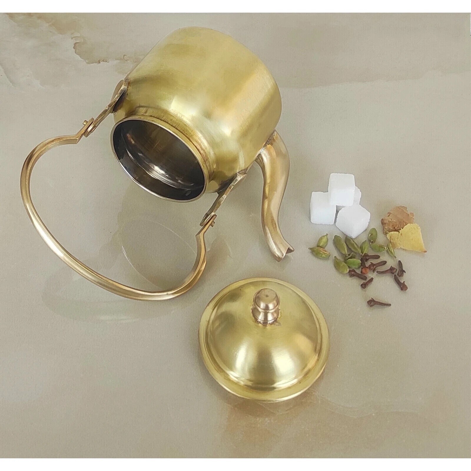 Antique Brass Plain Tea Pot, Brass Tea Kettle, Teapot Cooking & Serving ...