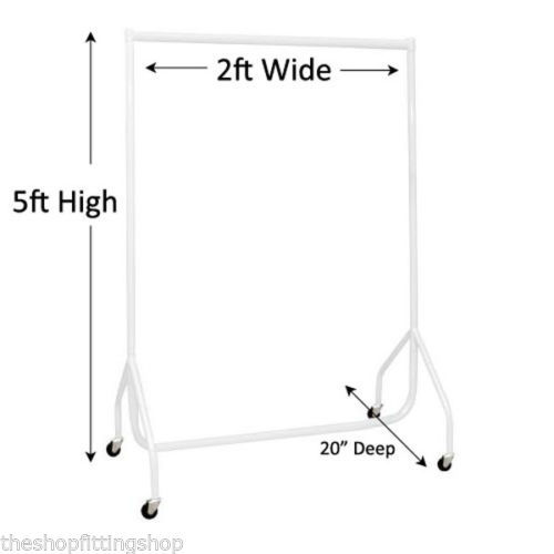 SUPER Heavy Duty WHITE Clothes Rail Storage Hanging Display 2ft 3ft 4ft ...
