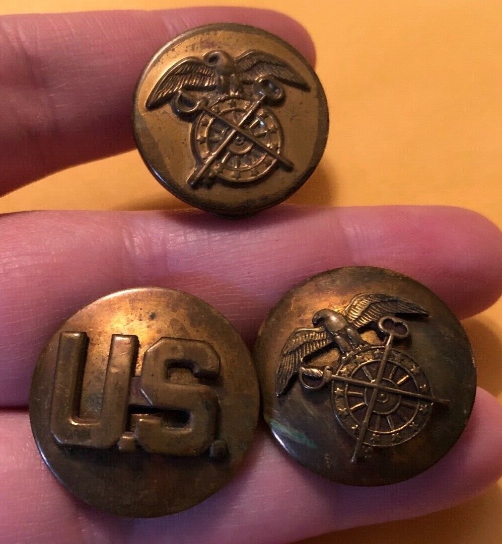 Lot of 3 Vintage Round Brass Disk U.S. Military Quartermaster Corps ...