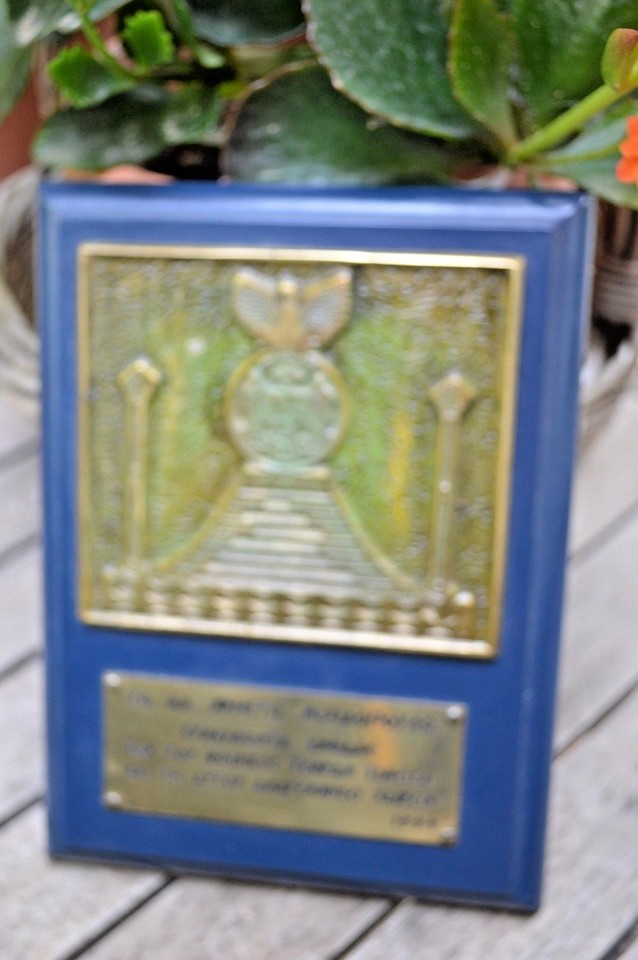 GREEK MASONIC MASONRY ENGRAVED BRONZE PLAQUE PHOENIX EMBLEM VALUES J B ...