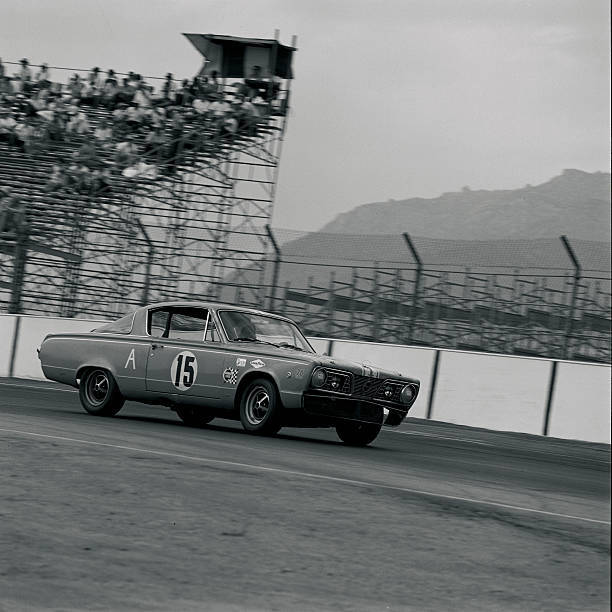 Bruce Jennings Driving His Plymouth Barracuda 1966 Motor Racing Old ...