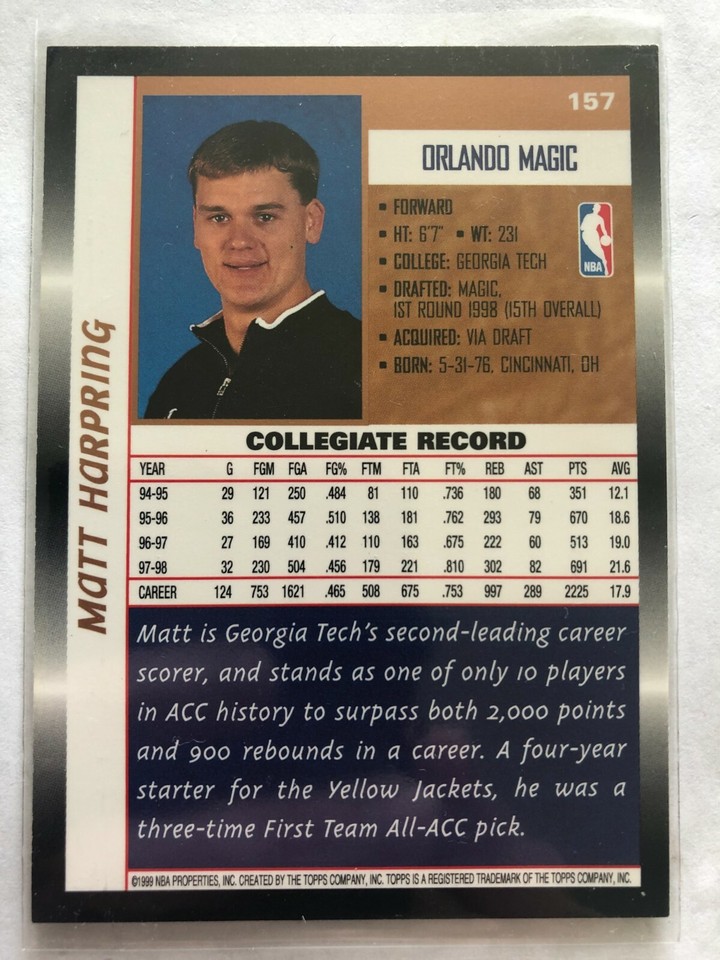 1998-99 Topps Matt Harpring #157 Rookie RC Magic | eBay