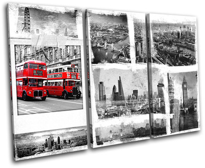 London Grunge City TREBLE CANVAS WALL ART Picture Print | eBay