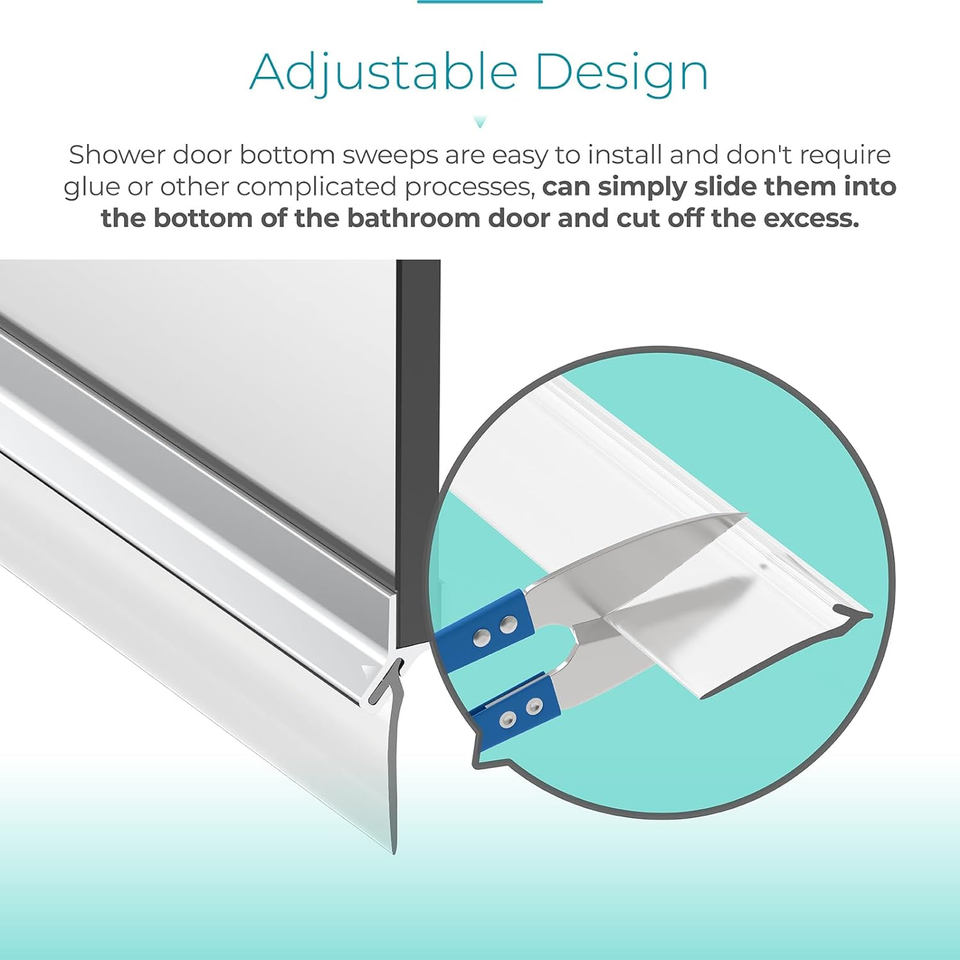 Framed Shower Door Bottom Seal Strip 1/4"Sweep 36"Long Angled T Drip ...