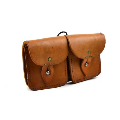 Original French army magazine pouch Brown leather ammo dual bag mag | eBay