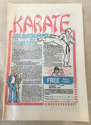 Karate self defense system 1974 print ad comic art retro promo 70s ...