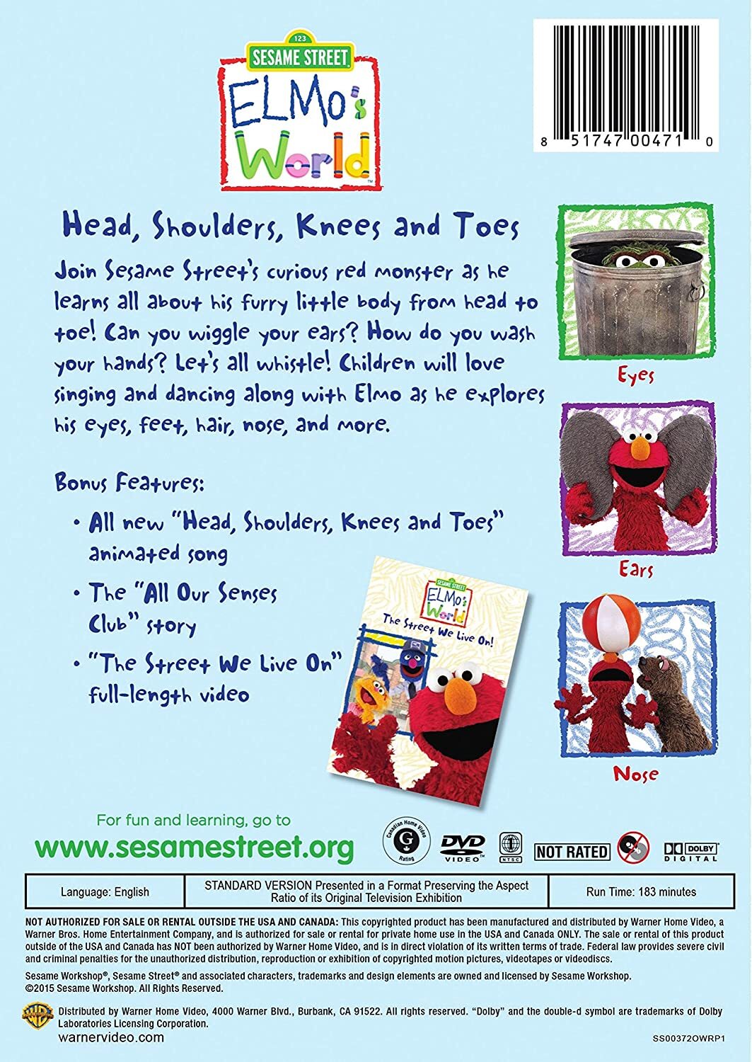 Sesame Street: Elmo's World - Head, Shoulders, Knees and Toes (DVD) (US ...