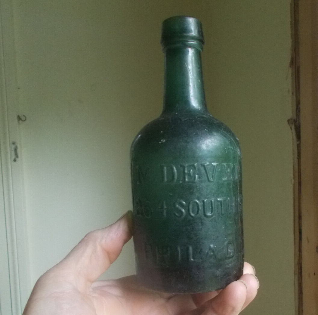 IRON PONTIL M.DEVER 264 SOUTH ST PHILADA RARE 1850s GREEN PORTER OR ...