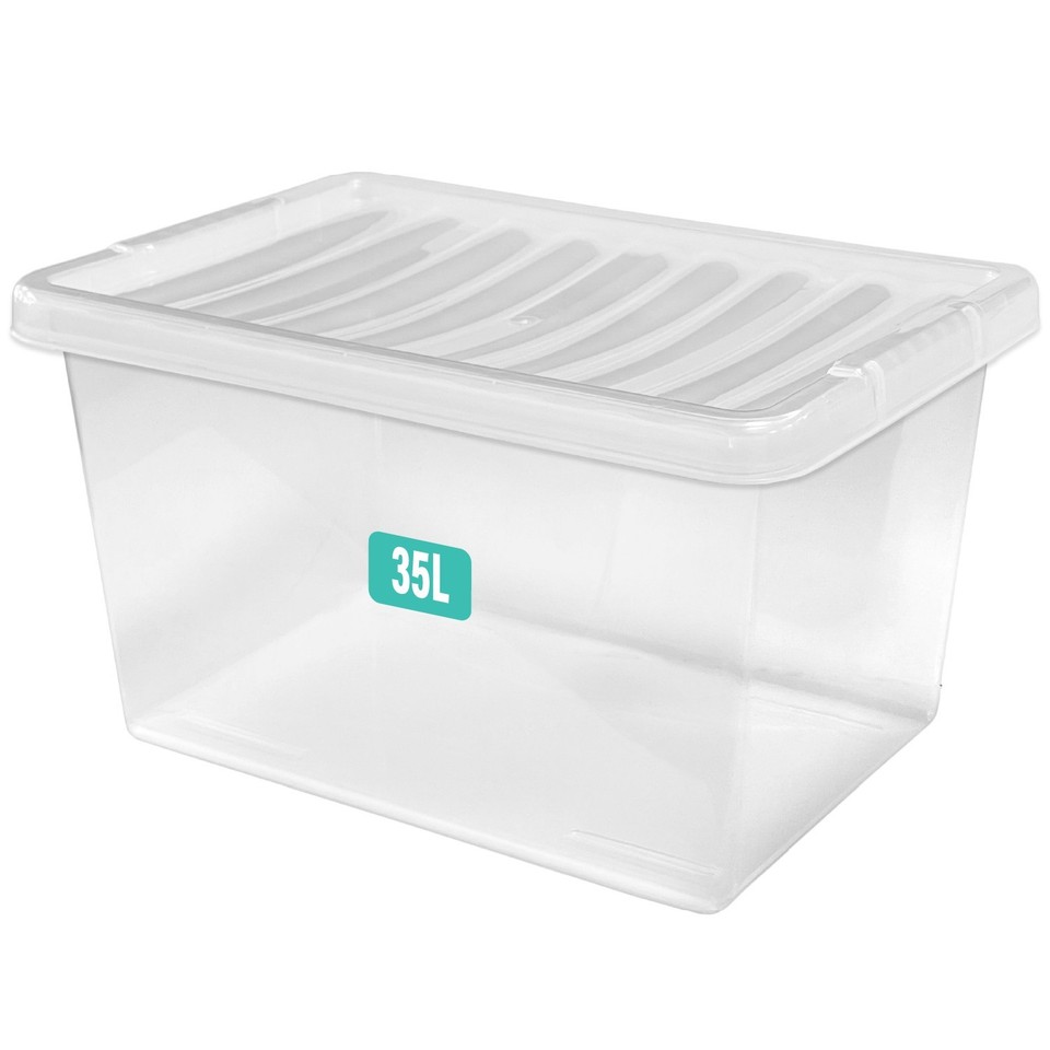 Set Of 5 Plastic Storage Box Boxes WITHOUT LIDS UK MADE Home Office ...