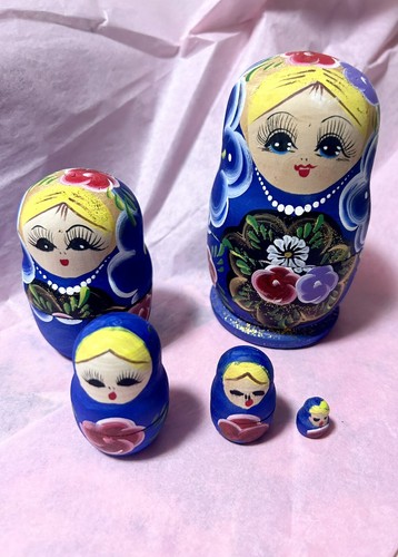Vintage 5-Piece Russian Nesting Dolls – Hand Painted Matryoshka Set ...