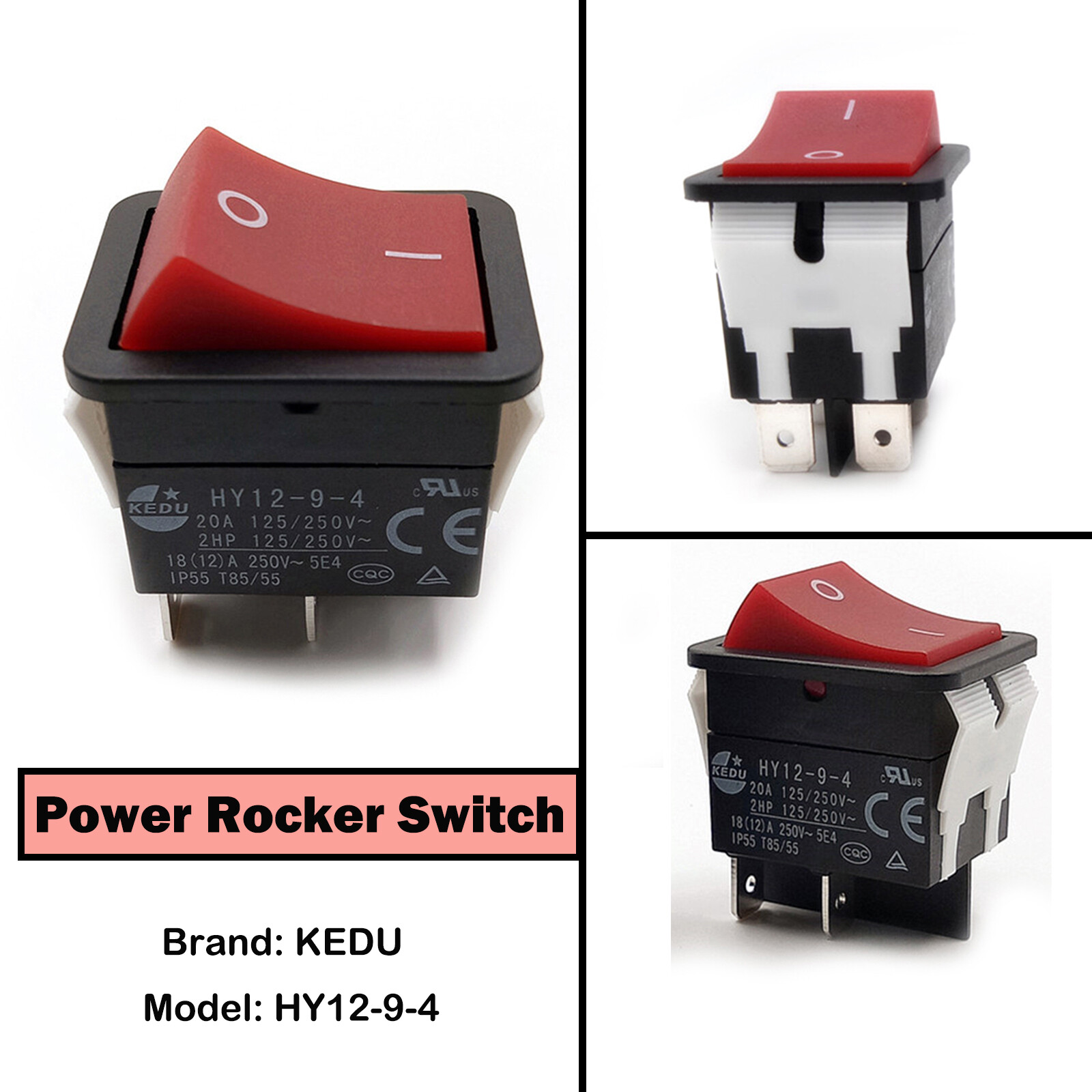 KEDU Power On Off Rocker Switch Push Button 4 Pin IP55 T85 HY12-9-4 ...