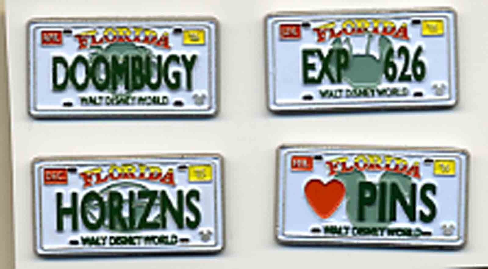 L 501 DISNEY 4 SERIES LANYARD PIN SET LICENSE PLATES WITH HIDDEN MICKEY ...
