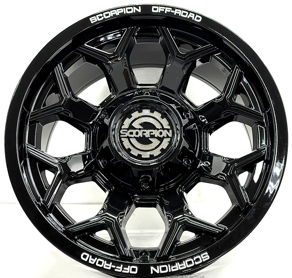 17” Gloss Black Milled Scorpion Defender Wheels fits Ford F150 Raptor ...